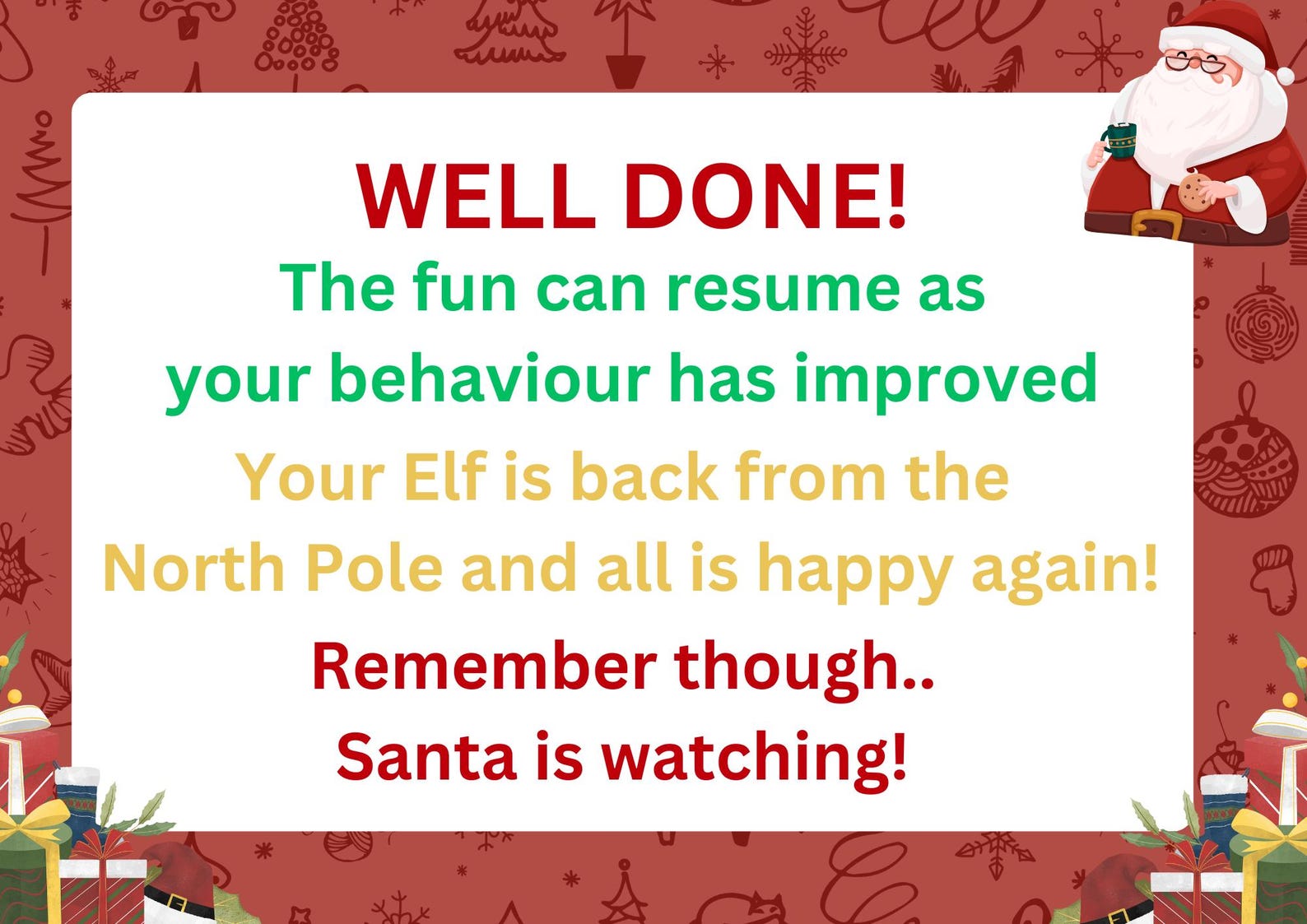 Elf on Strike Final Warning Elf Antics Prop Santa's Official Notice Elf ...