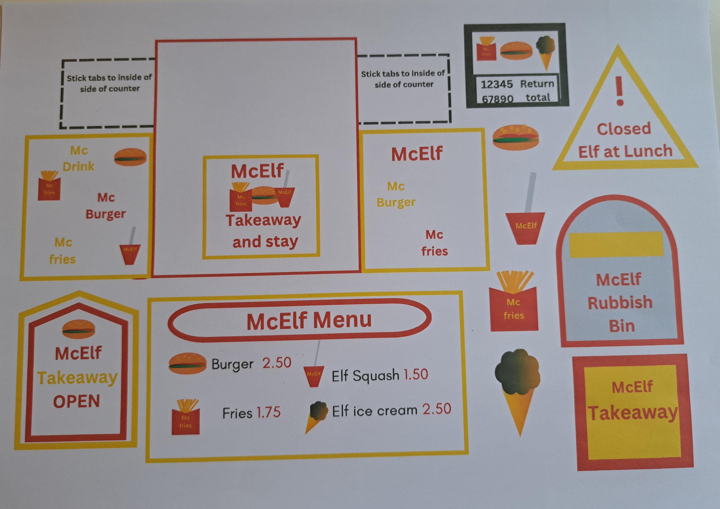 Elf Takeaway Restaurant Prop Scene Mcelf Burger and Fries Elf Antics ...
