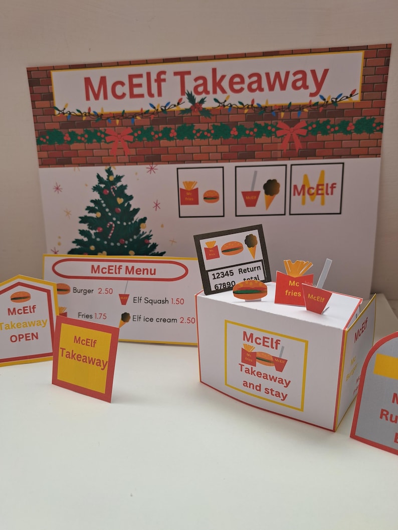 Elf Takeaway Restaurant Prop Scene Mcelf Burger and Fries Elf Antics ...