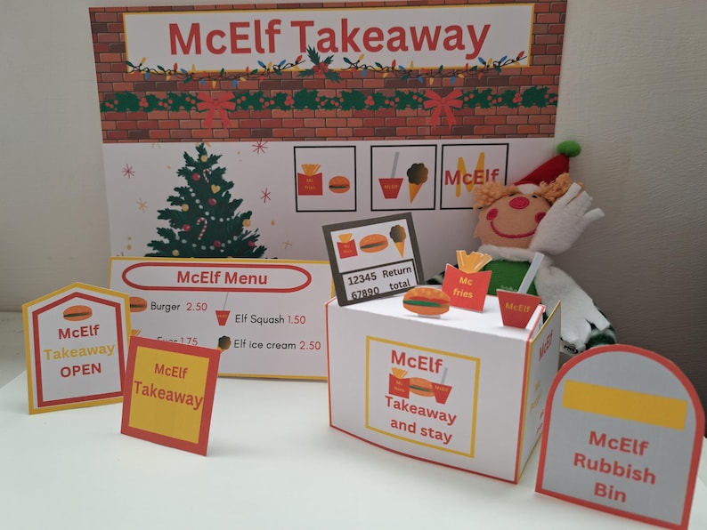Elf Takeaway Restaurant Prop Scene Mcelf Burger and Fries Elf Antics ...