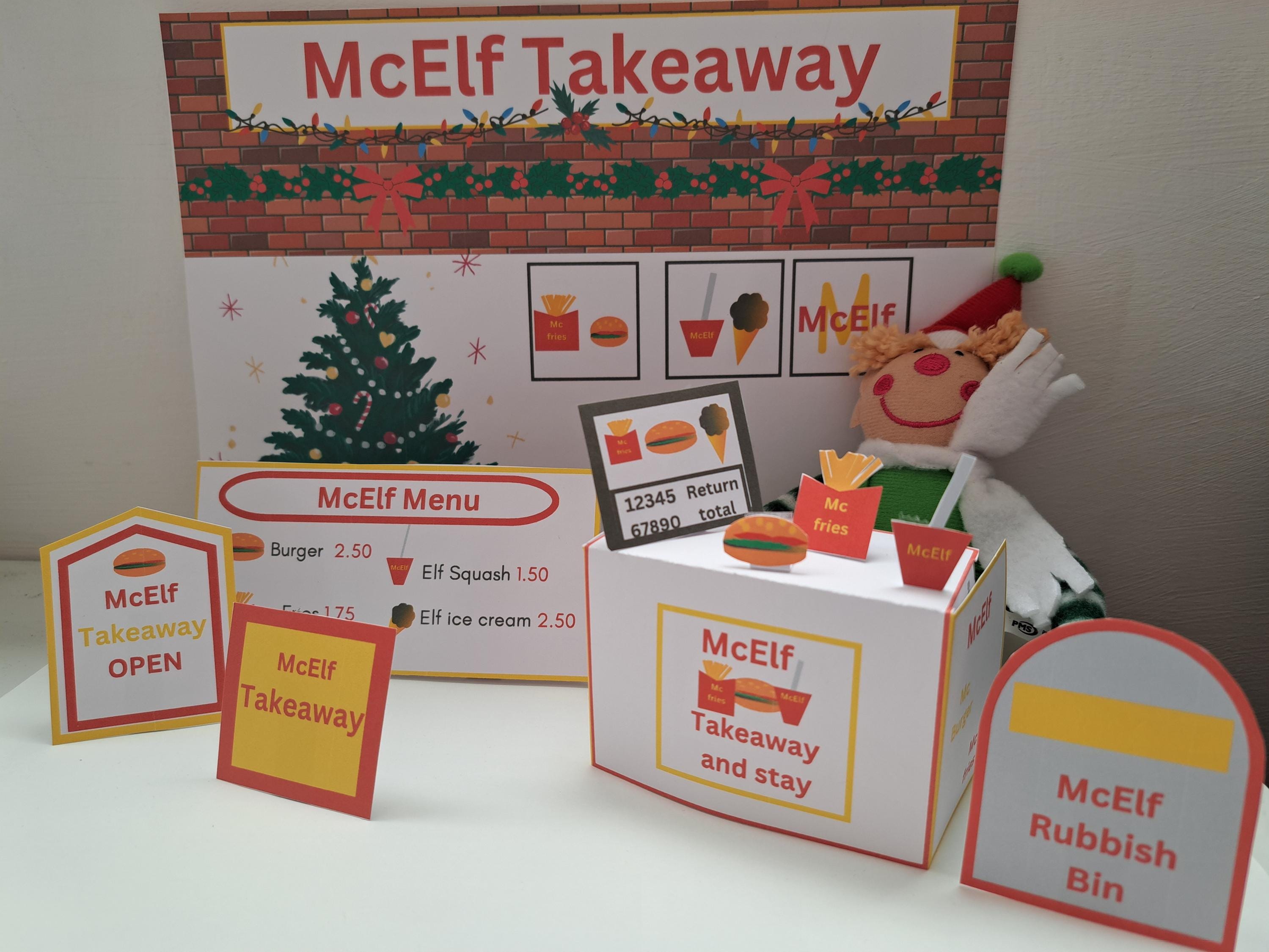 Elf Takeaway Restaurant Prop Scene Mcelf Burger and Fries Elf Antics ...