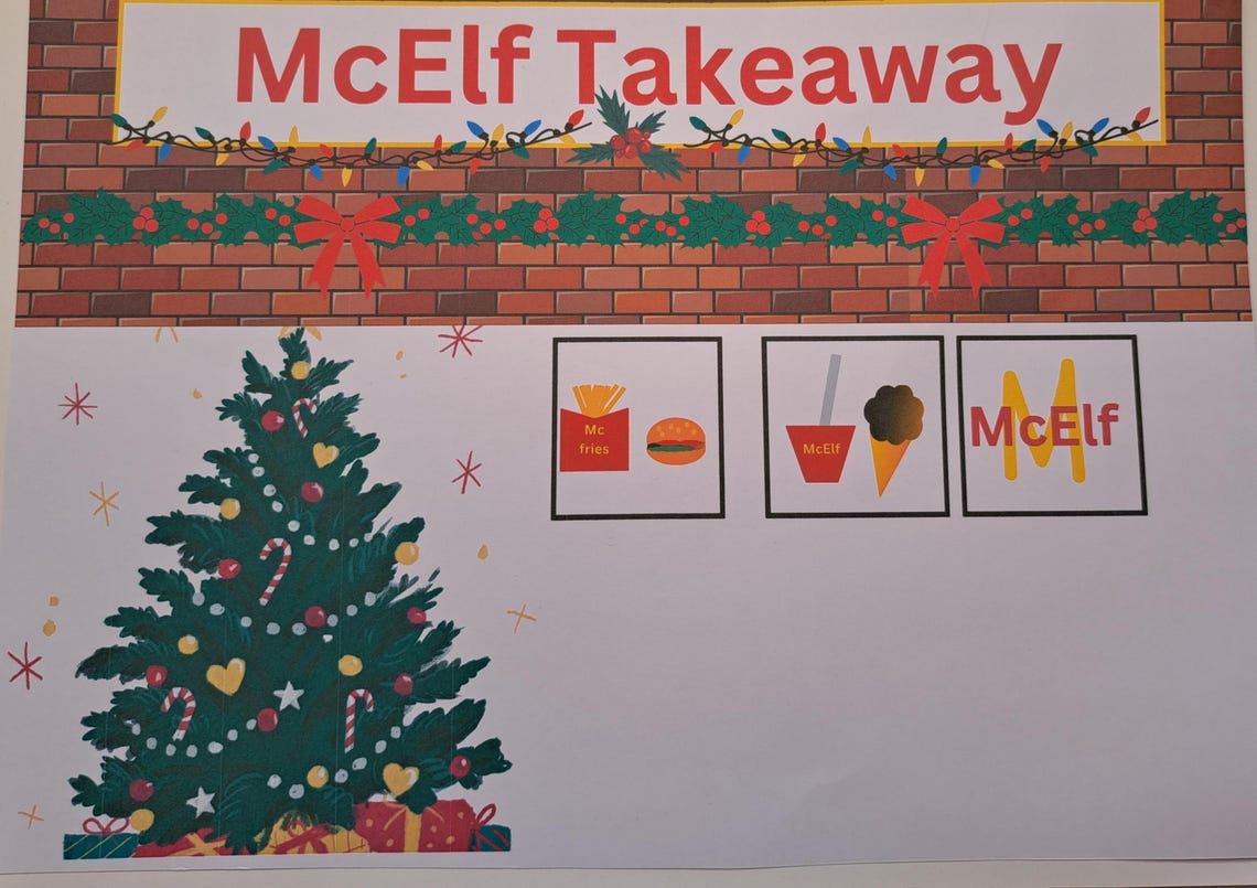 Elf Takeaway Restaurant Prop Scene Mcelf Burger and Fries Elf Antics ...