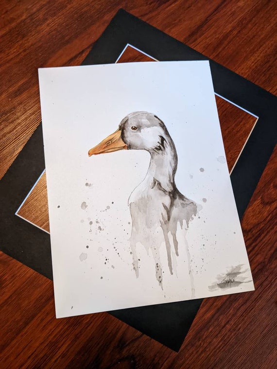 Gray Nordic Goose Original Watercolor Painting. - Etsy