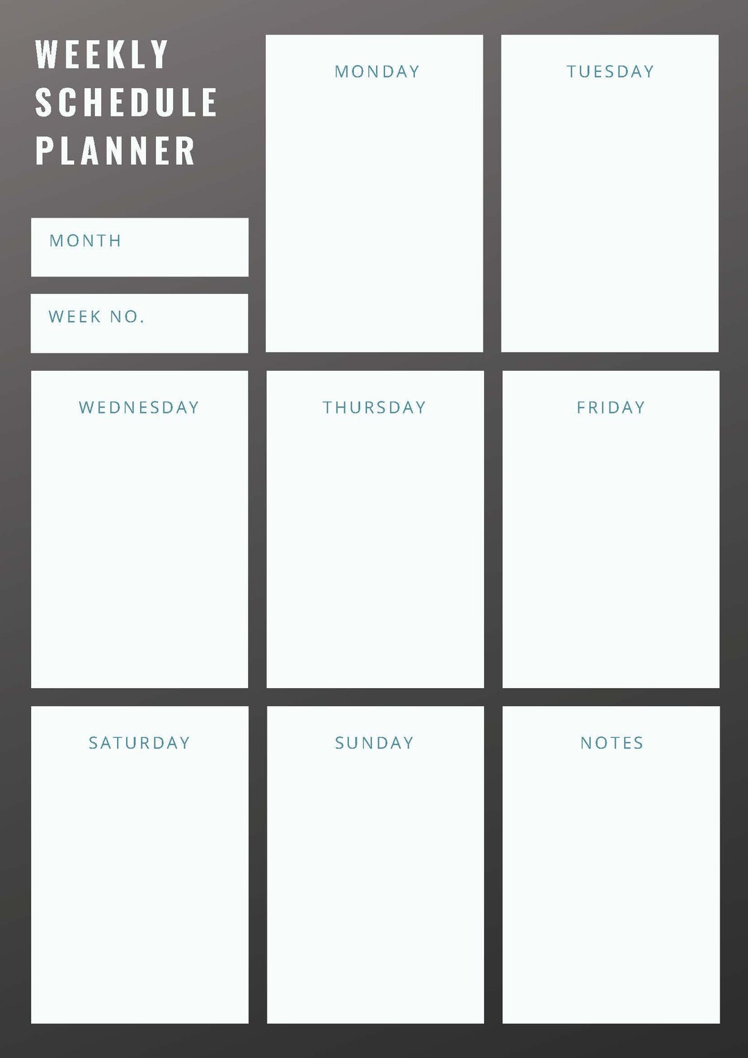 Weekly Planner -- Dark Contrast - Etsy UK