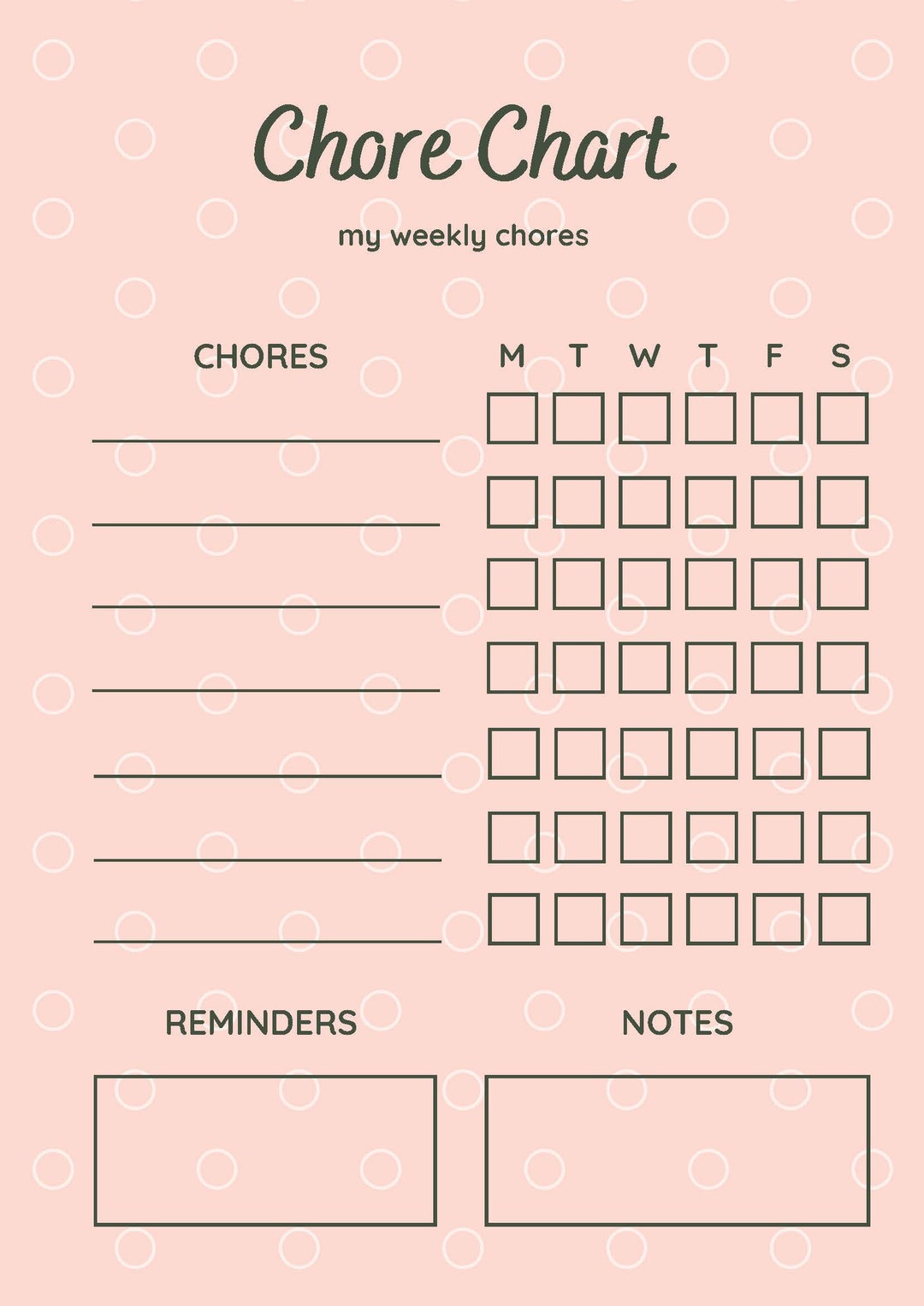 Chore Chart -- Pink Bubbles - Etsy