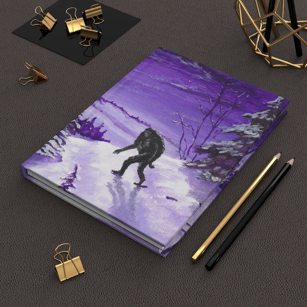 Snowy Sasquatch Notebook, Sasquatch Painting, Hardcover Journal, Gift ...