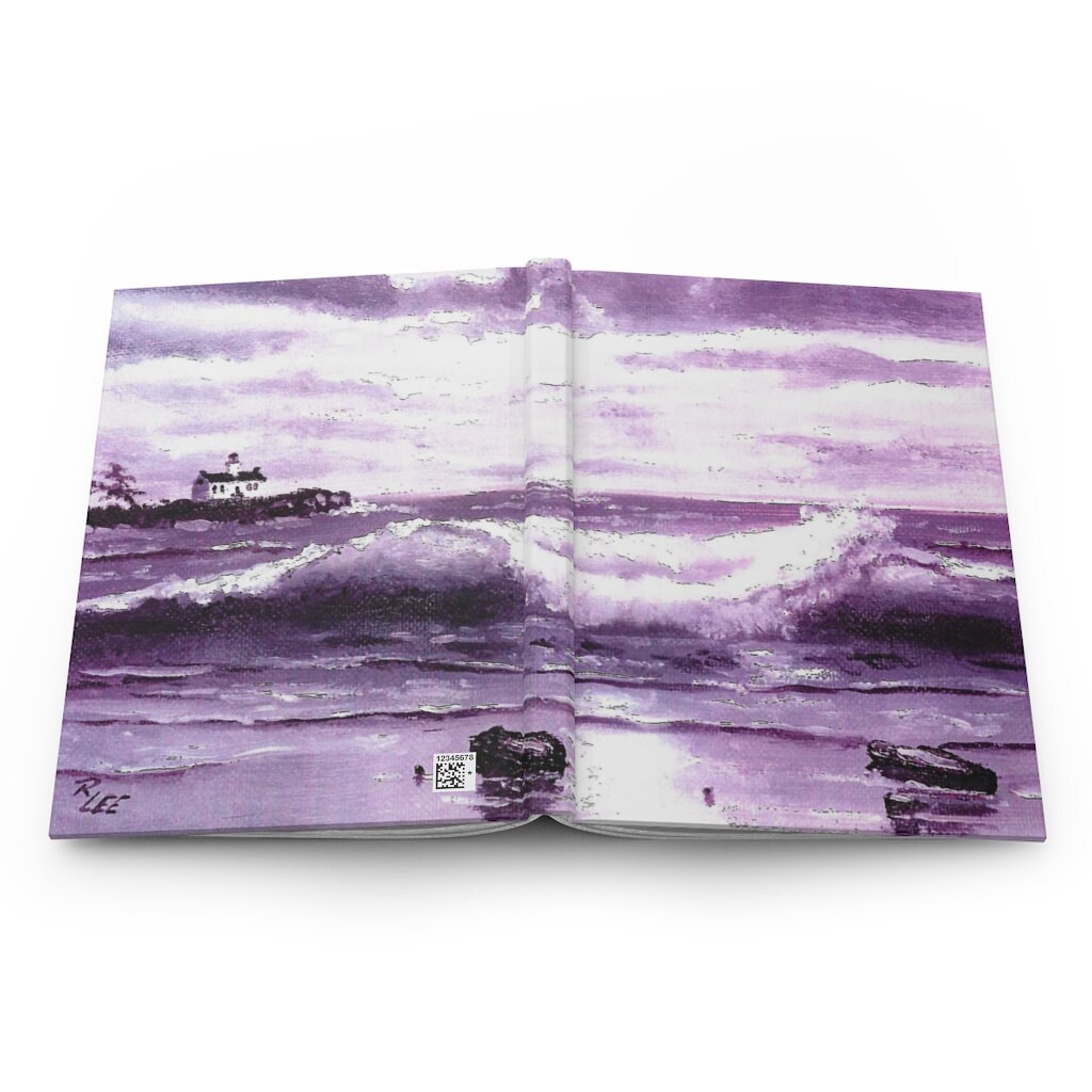 Purple Waves Nautical Notebook Beach Painting Hardcover - Etsy