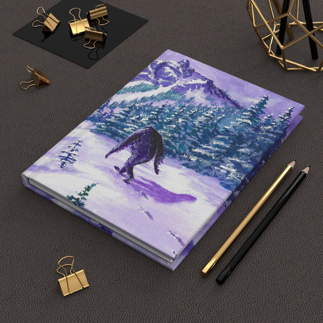 Snowy Mountain Sasquatch Notebook, Sasquatch Painting, Hardcover ...