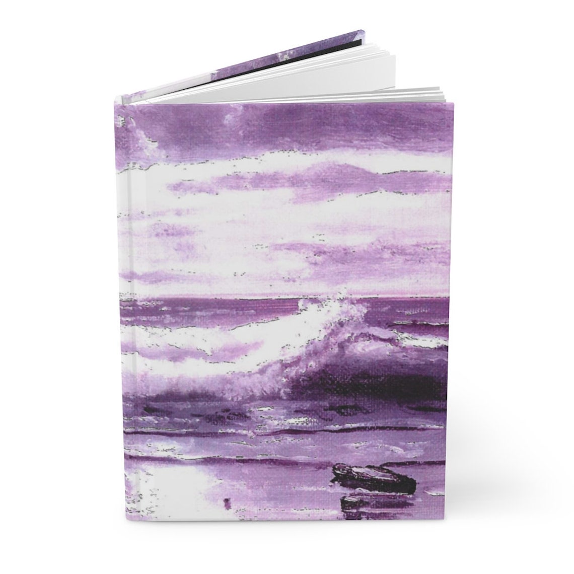 Purple Waves Nautical Notebook Beach Painting Hardcover | Etsy