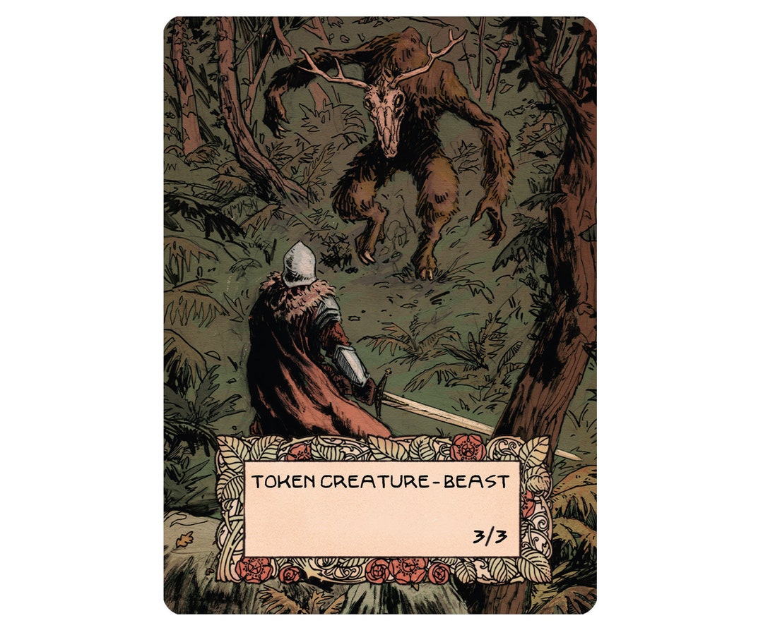 Beast Creature Token - Custom Illustrated Tokens for Mtg - Etsy