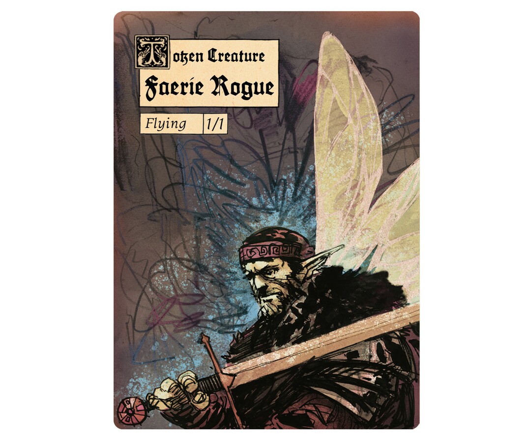 Faerie Rogue Creature Token - Custom Illustrated Tokens for Mtg - Etsy