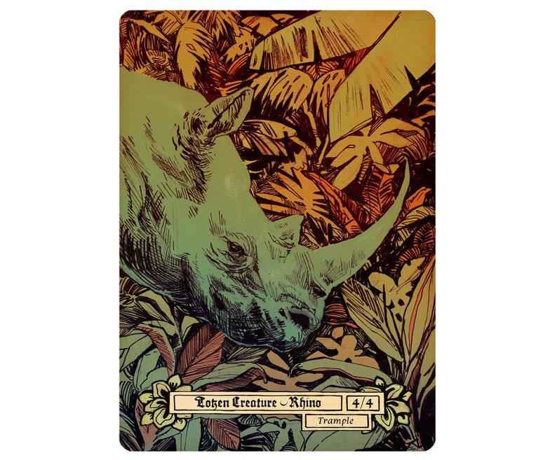 Rhino Creature Token - Custom Illustrated Tokens for Mtg - Etsy