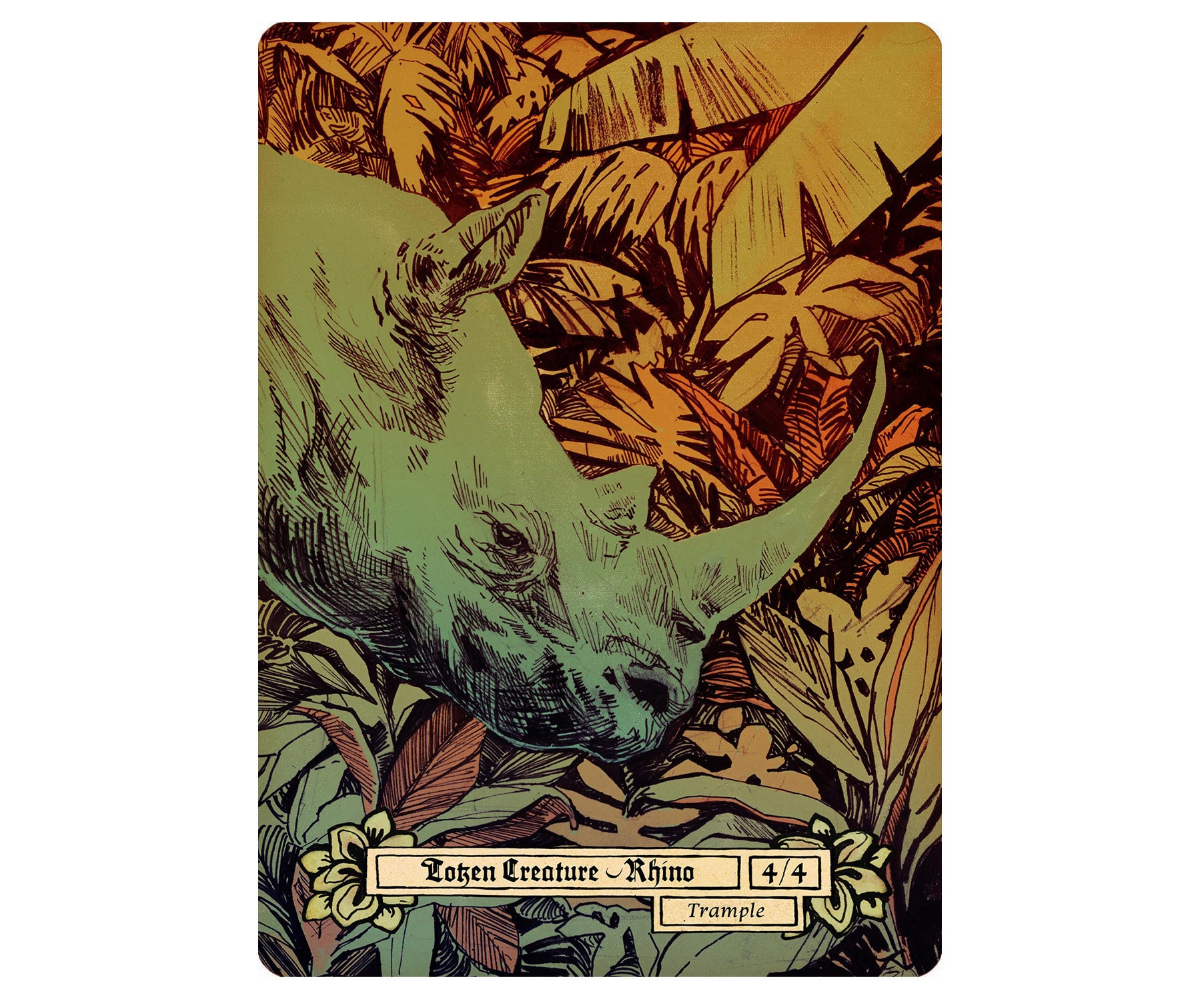 Rhino Creature Token - Custom Illustrated Tokens for Mtg - Etsy