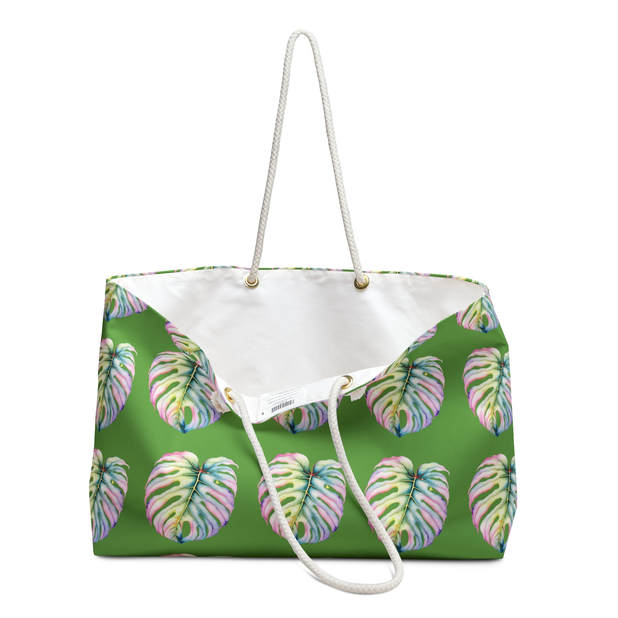 Monstera Leaf Weekender Bag, Large Tropical Leaf Bag With Green ...
