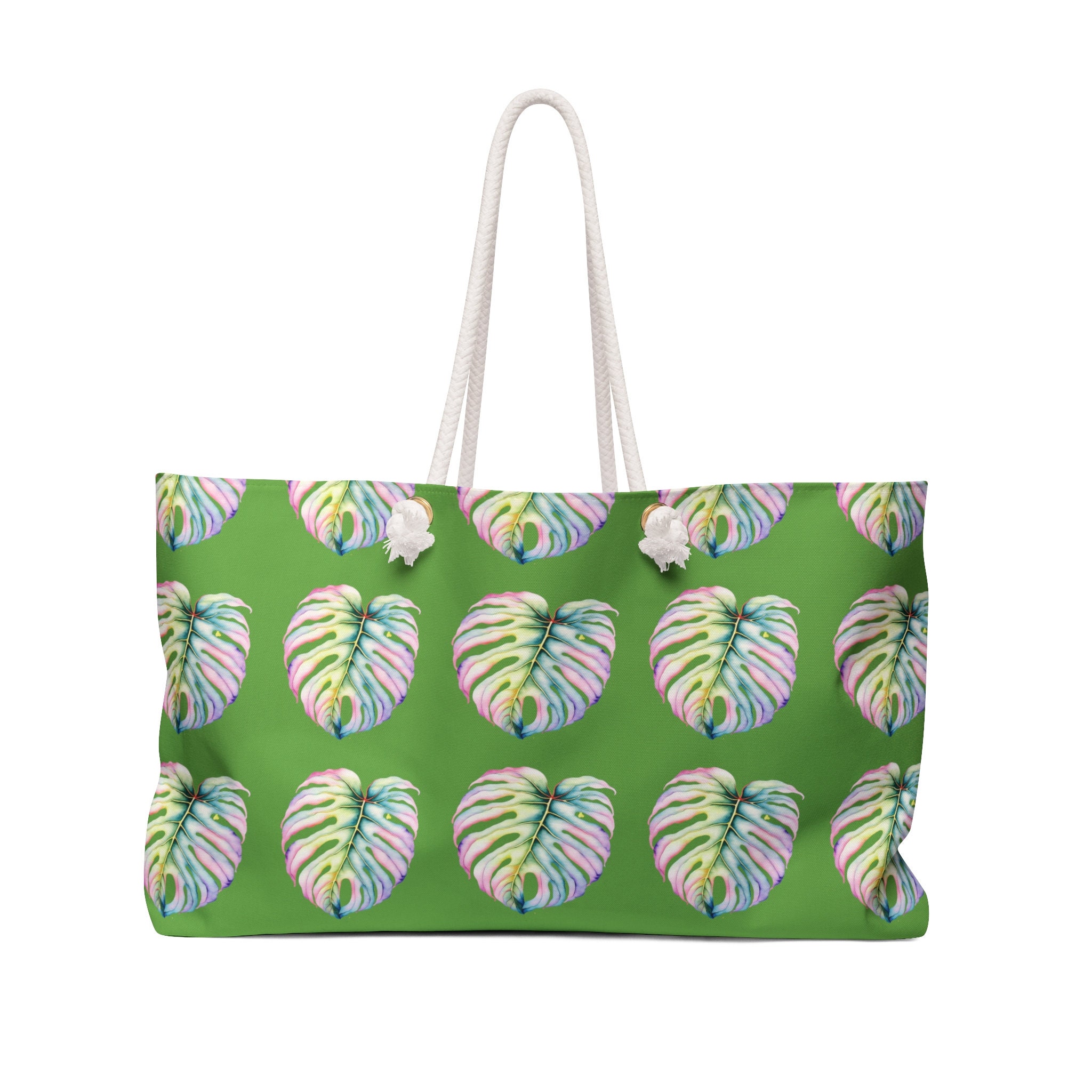 Monstera Leaf Weekender Bag, Large Tropical Leaf Bag With Green ...