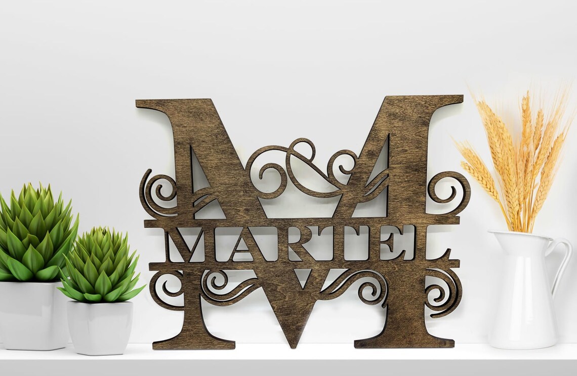 Personalized Wood Monogram Sign, Last Name Monogram Decor, Custom ...