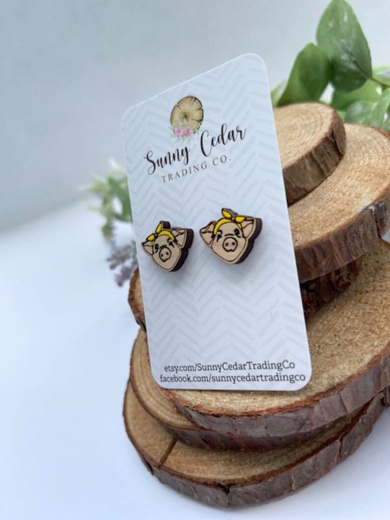 Farm Animal Wood Stud Earrings, FFA Earrings, 4H Jewelry, Show Pig ...