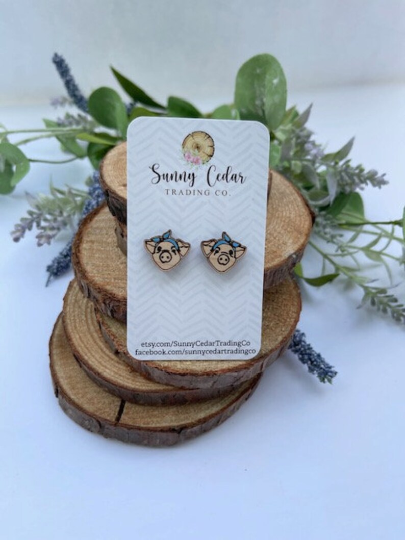 Farm Animal Wood Stud Earrings, FFA Earrings, 4H Jewelry, Show Pig ...