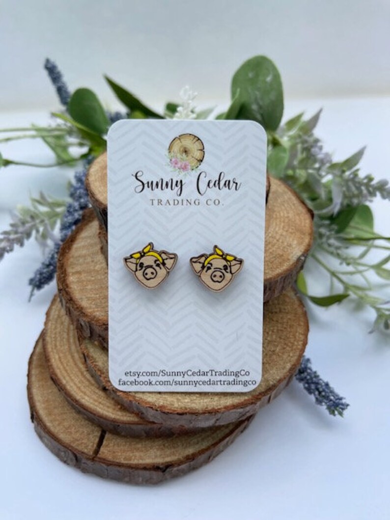 Farm Animal Wood Stud Earrings, FFA Earrings, 4H Jewelry, Show Pig ...