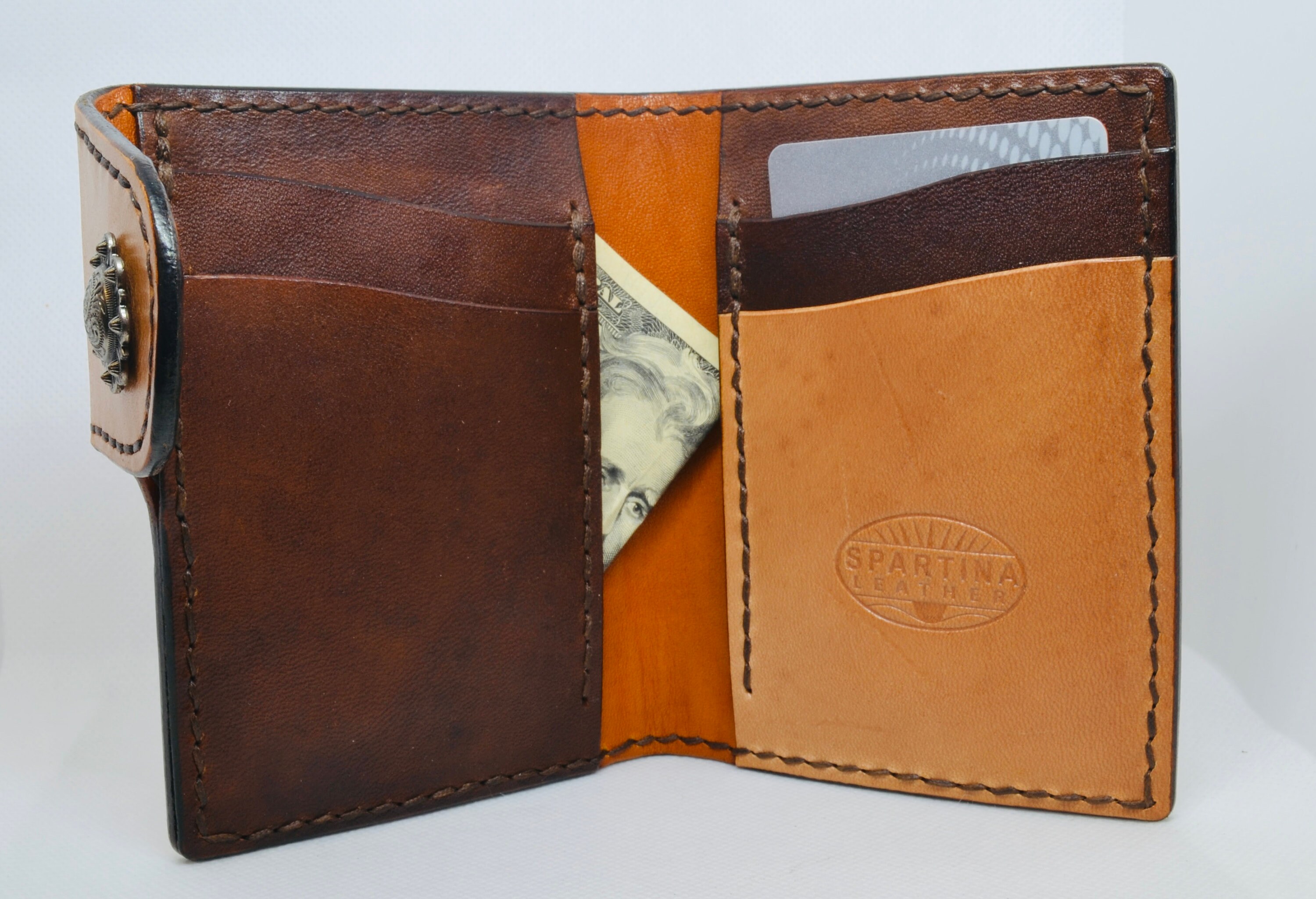 Western Style Floral Tooled Leather Card Wallet, Snap Closure, Unisex ...