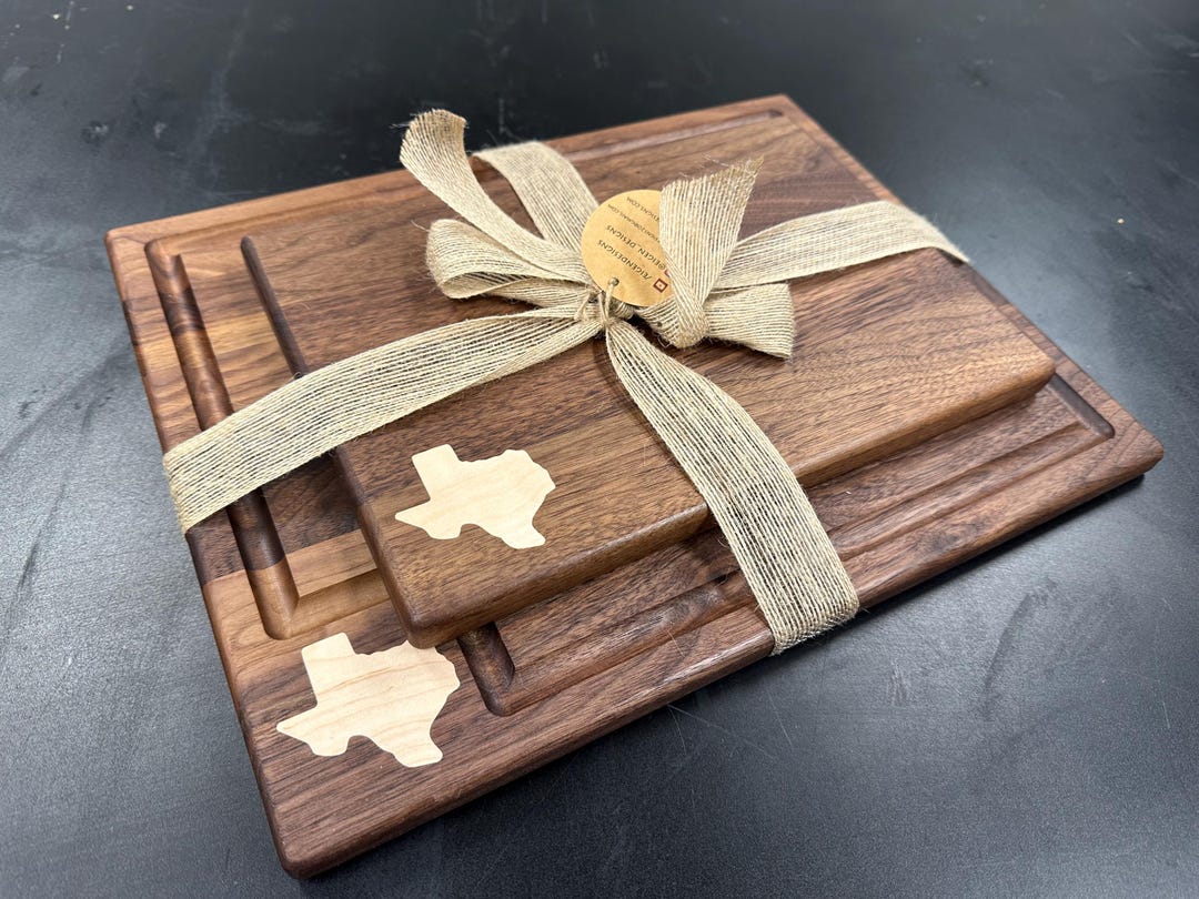 Walnut Cutting Boards With Texas Inlay - Etsy