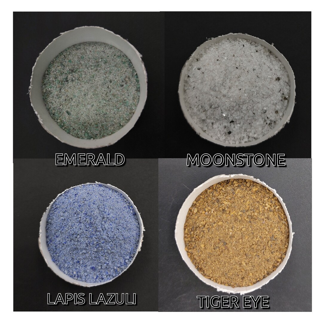 4 Stone Powder Set Emerald Moonstone Lapis Lazuli Tiger Eye Crushed ...