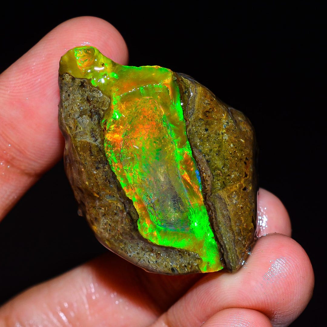 Ethiopian Opal Oil Rough: 61 Carat Green & Yellow Fire Opal Gemstone - Etsy