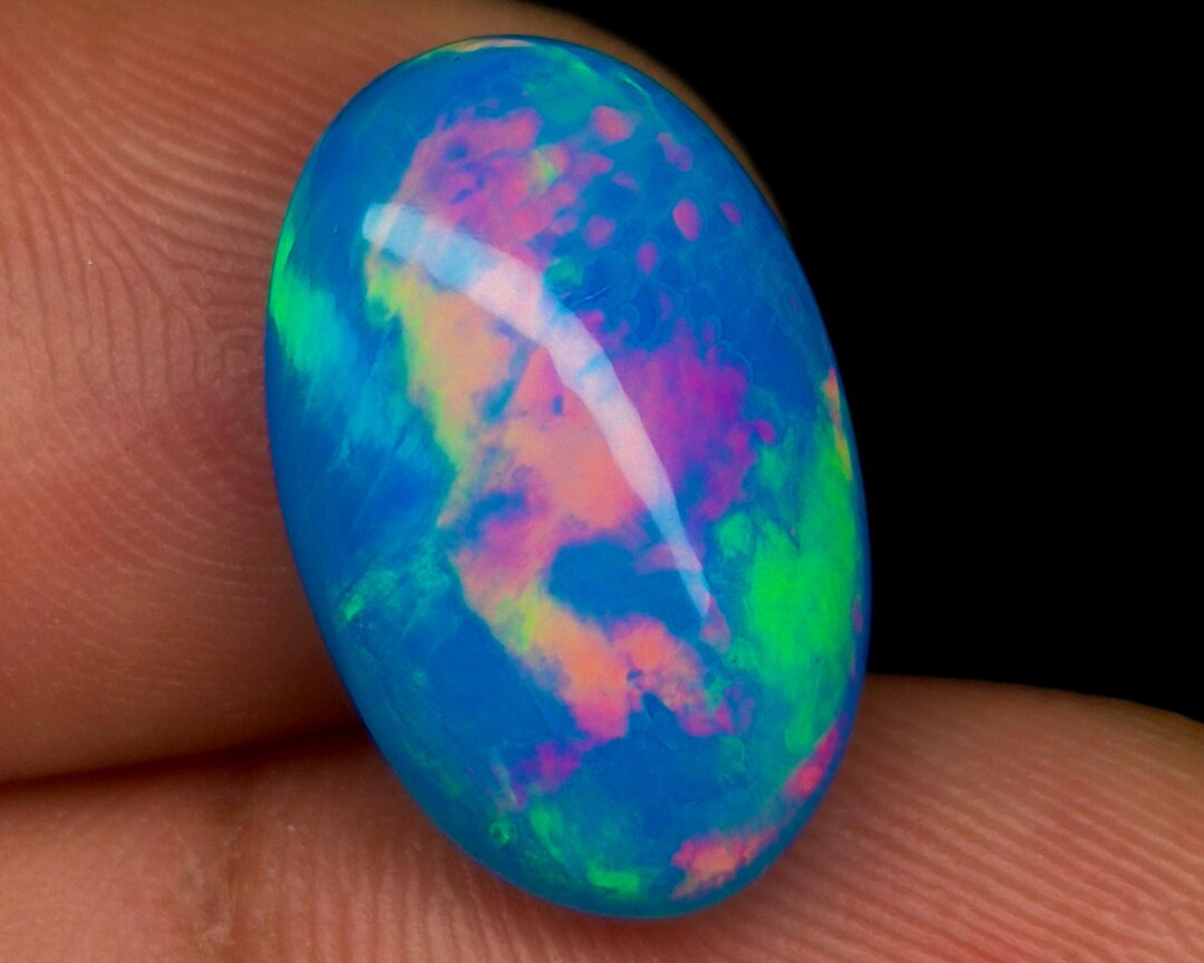 Vibrant Ethiopian Blue Opal – Neon Play-of-color | Premium Cabochon ...
