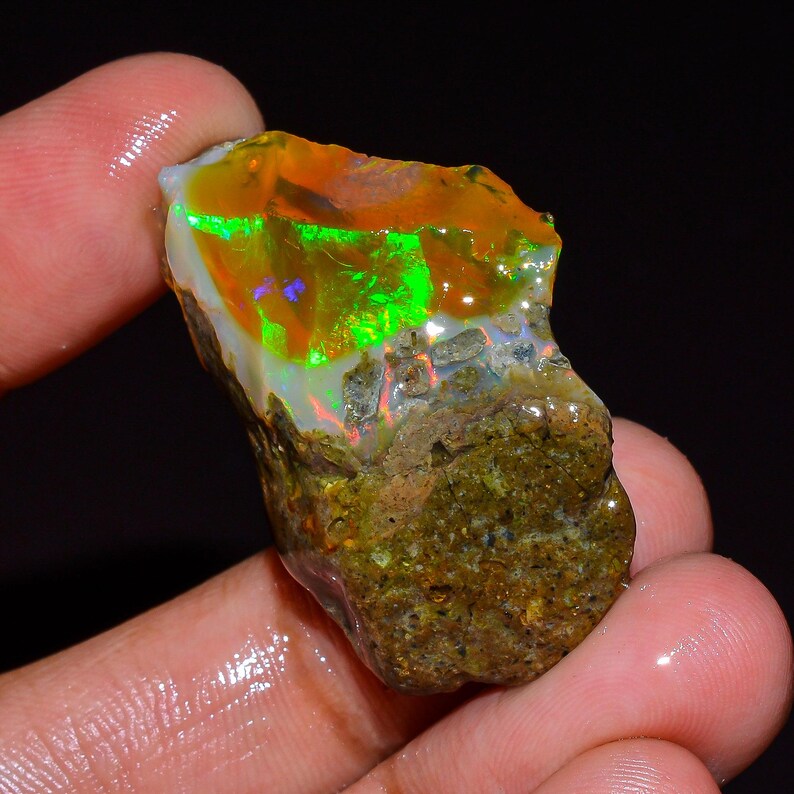 Ethiopian Fire Opal Oil Rough: 43 Carat Rainbow Gemstone Crystal - Etsy