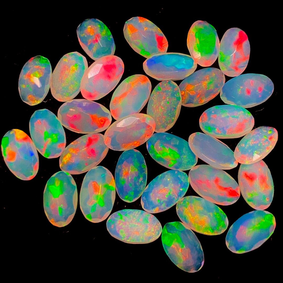 Natural Ethiopian Oval Shape Cut Opal Gemstone, Welo Fire Opal, Faceted ...