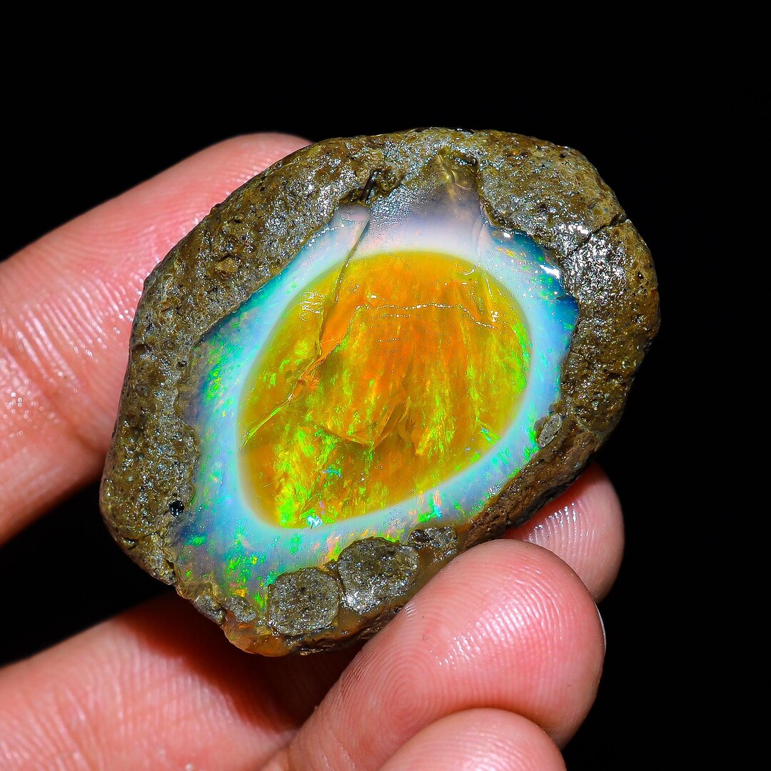Dazzling Fire Opal Oil Rough: 55 Ct Raw Gemstone, Rainbow Color ...