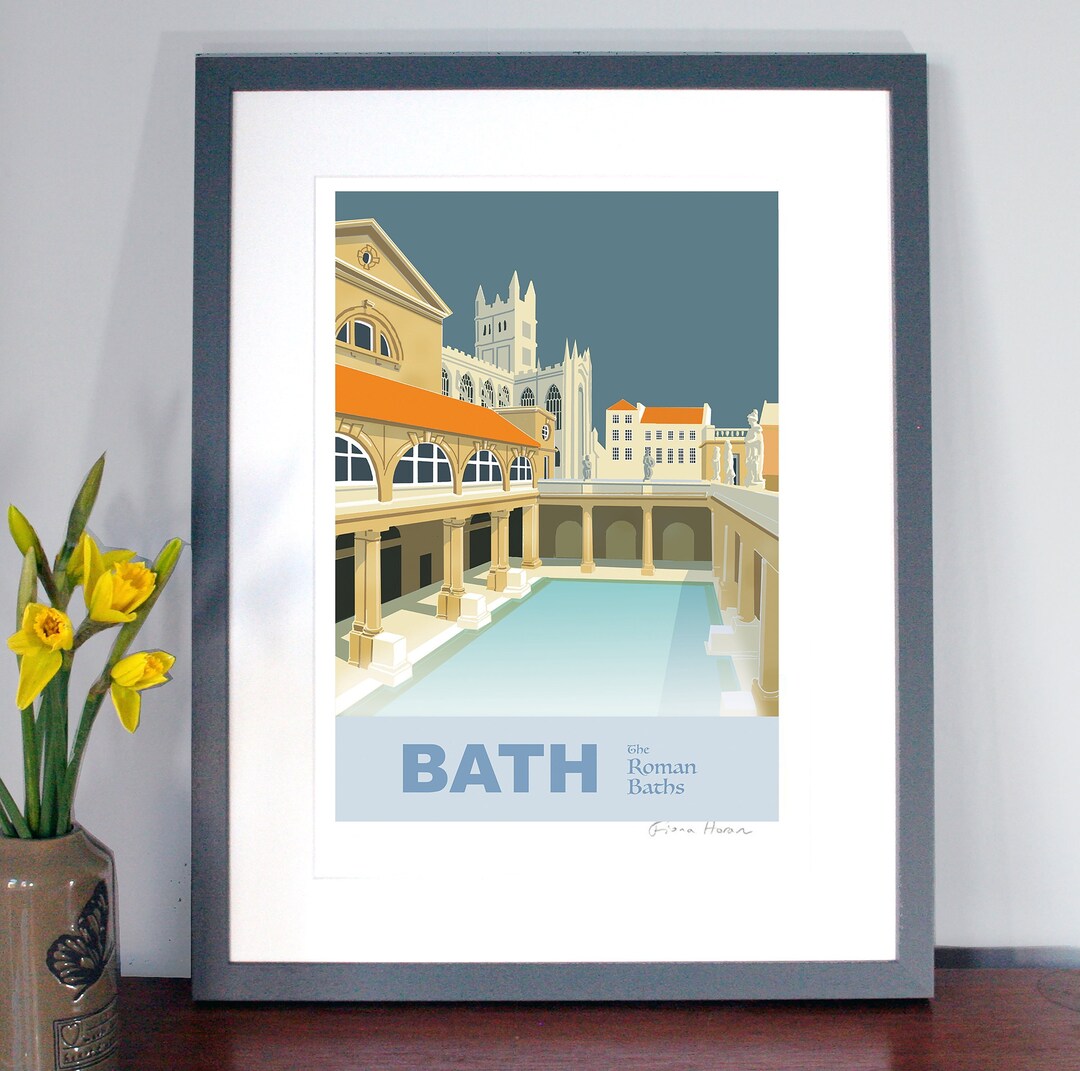 Roman Baths Art Print: Bath Travel Poster, Hand Signed Illustration - Etsy