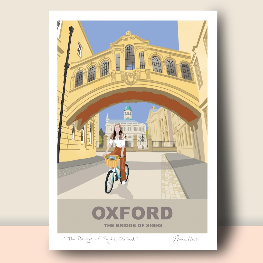 Oxford Travel Poster, Bridge of Sighs, Hand Signed Retro Style Wall Art ...