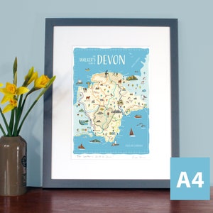 Illustrated Devon Footpaths Poster - Perfect Wall Map for Walkers and ...
