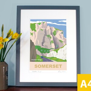 Cheddar Gorge, SOMERSET: Hand Signed Art Print, Travel Poster (unframed ...