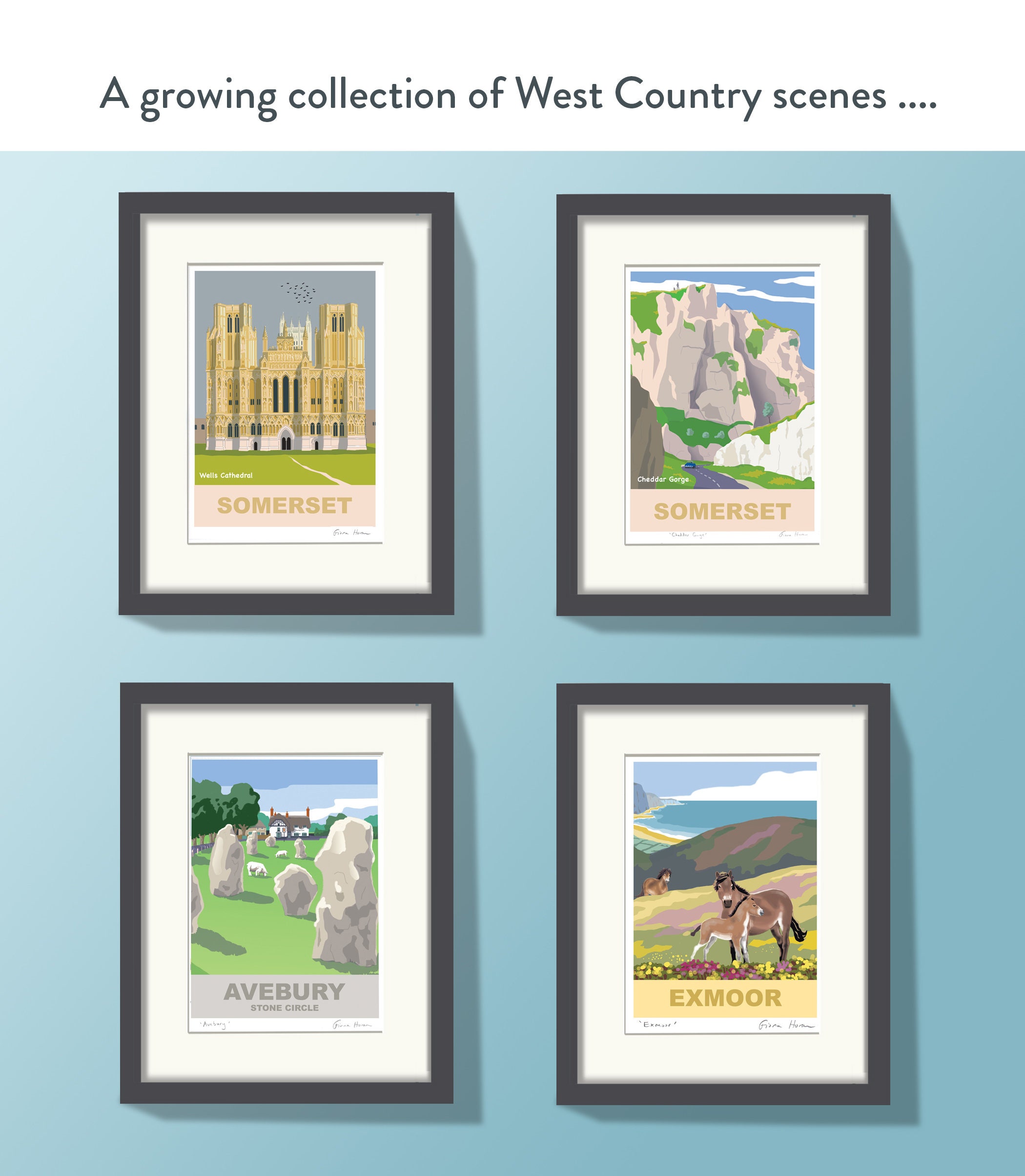 Cheddar Gorge, SOMERSET: Hand Signed Art Print, Travel Poster (unframed ...