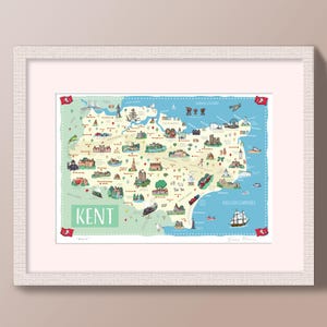 Kent Wall Map, Illustrated Print by Fiona Horan, Travel Poster ...