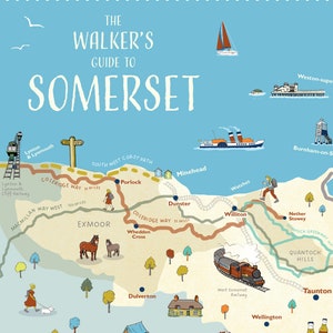 Somerset Hiking Map Art Print: Illustrated Walker's Guide - Etsy