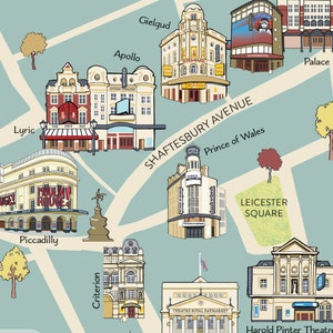 West End Theatres, Illustrated Map, London, Showing More Than 40 Famous ...