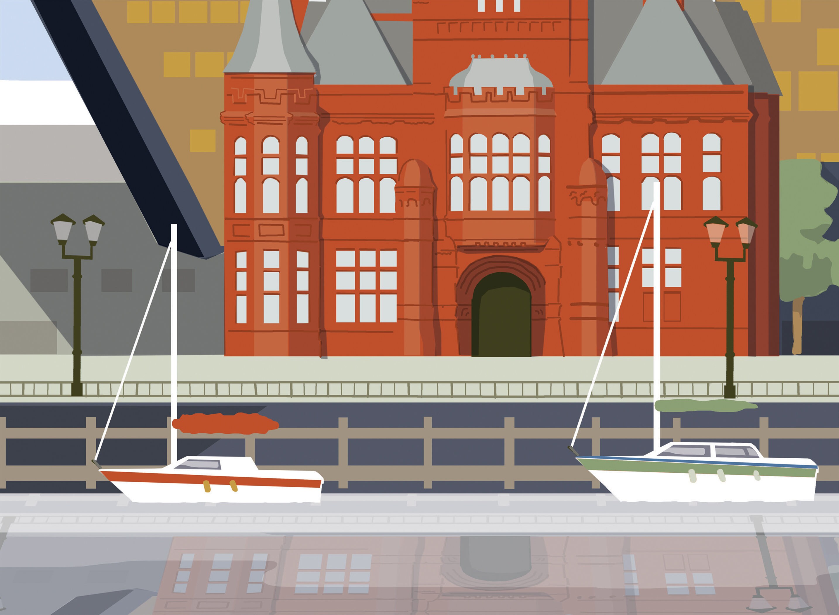 Cardiff Bay, Wales: Travel Art Print or Poster, Hand Signed, Wales ...