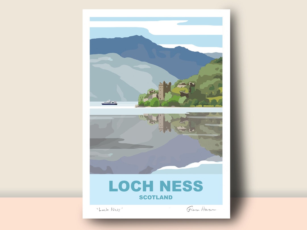 Loch Ness, Scotland: Travel Poster, Hand Signed, Urquhart Castle ...