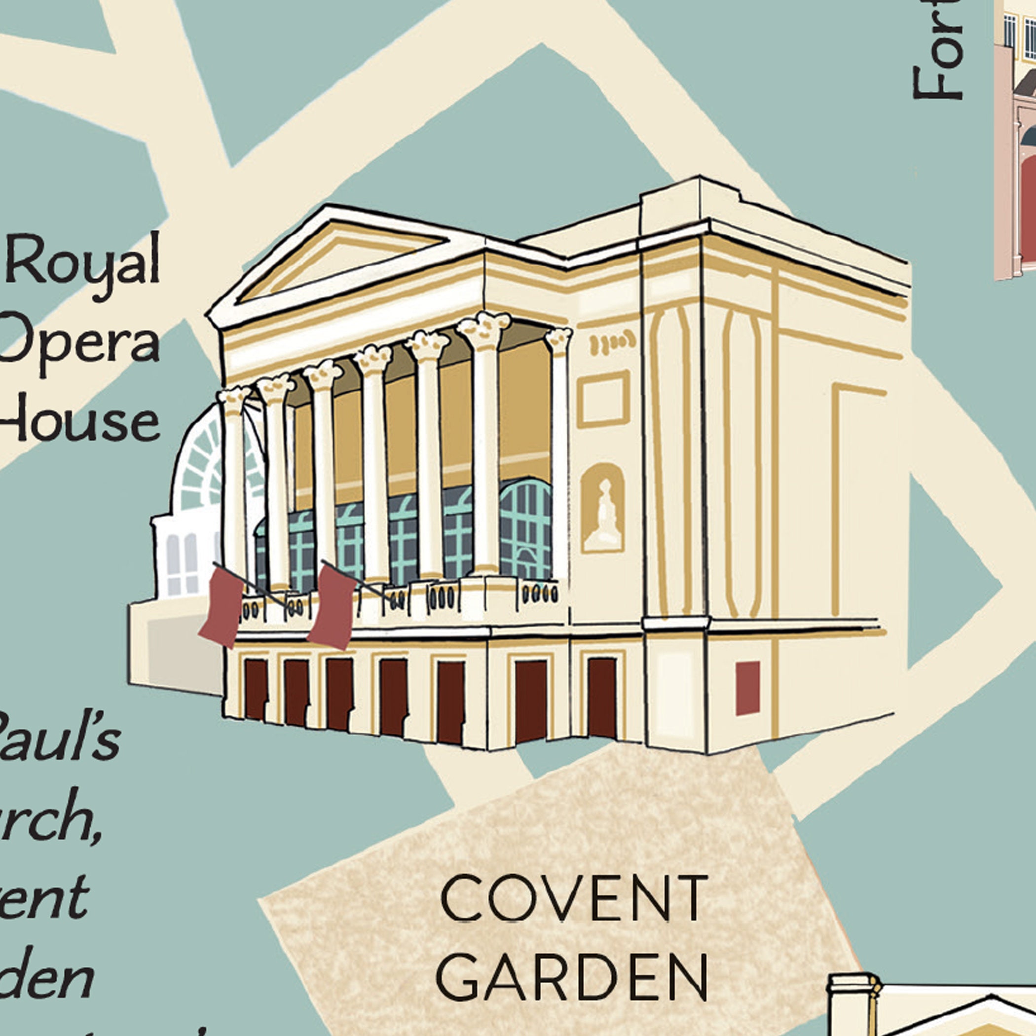 London Theatres, Illustrated Map, London, Showing More Than 40 Famous ...