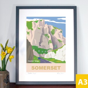Cheddar Gorge, SOMERSET: Hand Signed Art Print, Travel Poster (unframed ...
