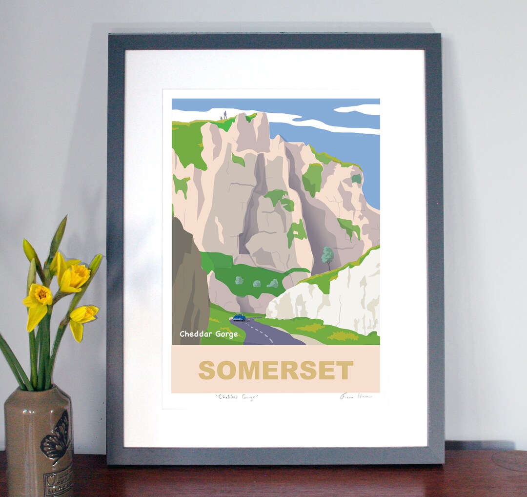 Cheddar Gorge, SOMERSET: Hand Signed Art Print, Travel Poster (unframed ...