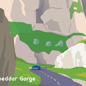 Cheddar Gorge, SOMERSET: Hand Signed Art Print, Travel Poster (unframed ...