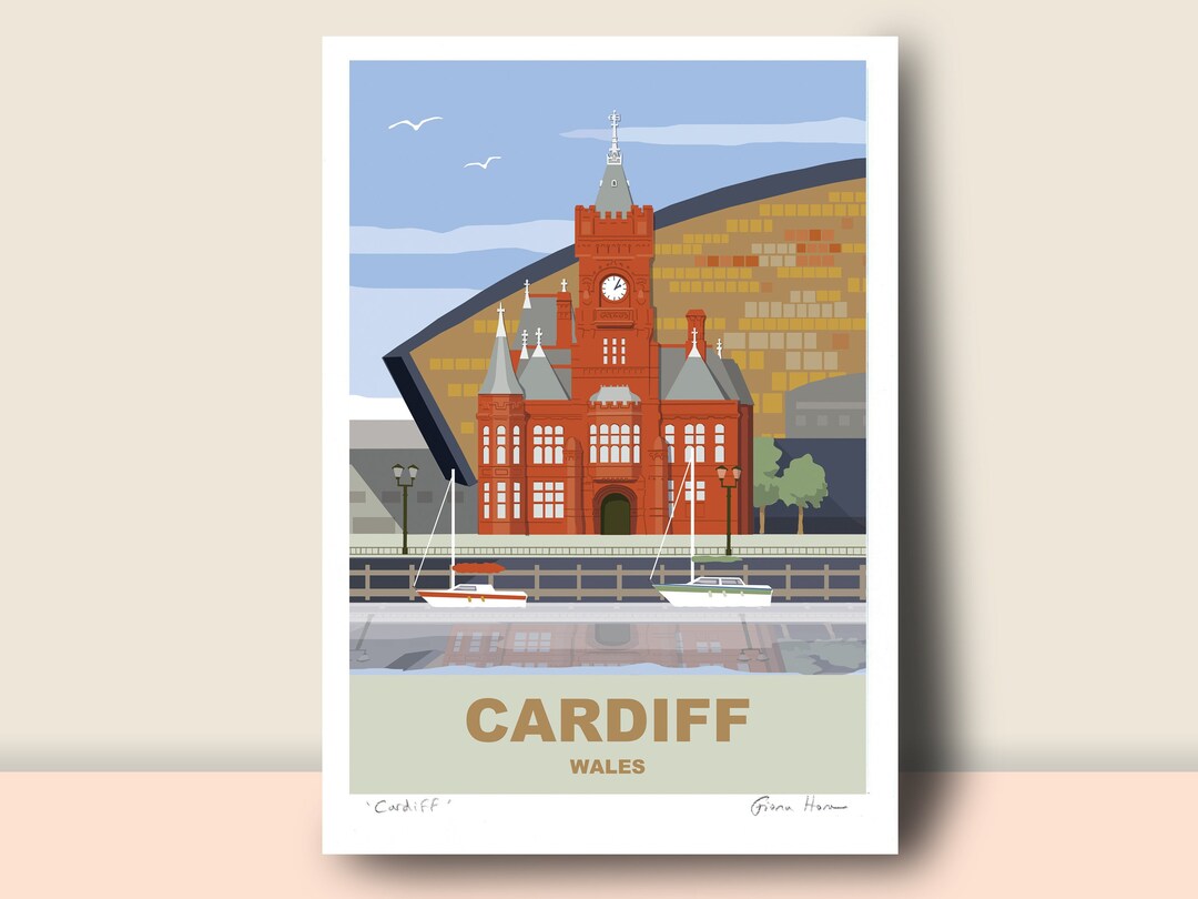 Cardiff Bay, Wales: Travel Art Print or Poster, Hand Signed, Wales ...