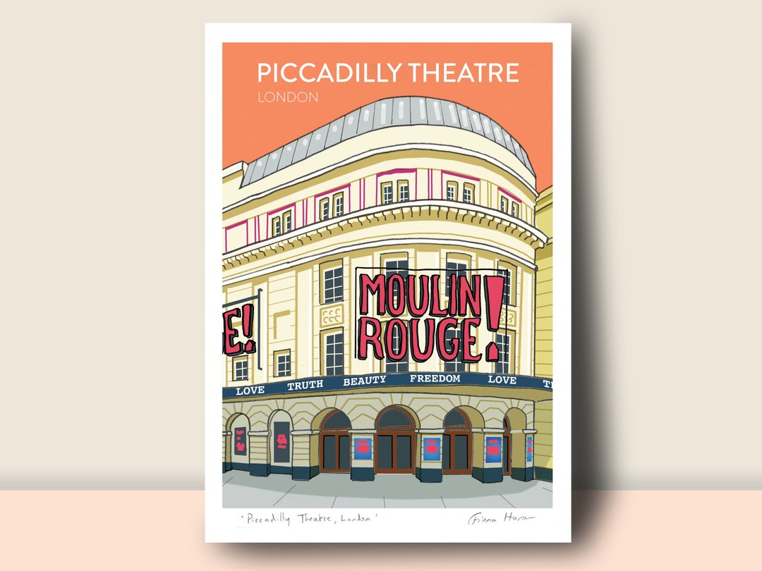 Piccadilly Theatre, London, With Orange Sky: Hand Signed Art Print or ...