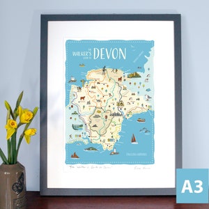 Illustrated Devon Footpaths Poster - Perfect Wall Map for Walkers and ...