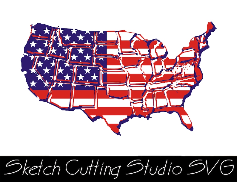 The United States Map With Flag Eps, Svg, Pdf, Isolated on White ...
