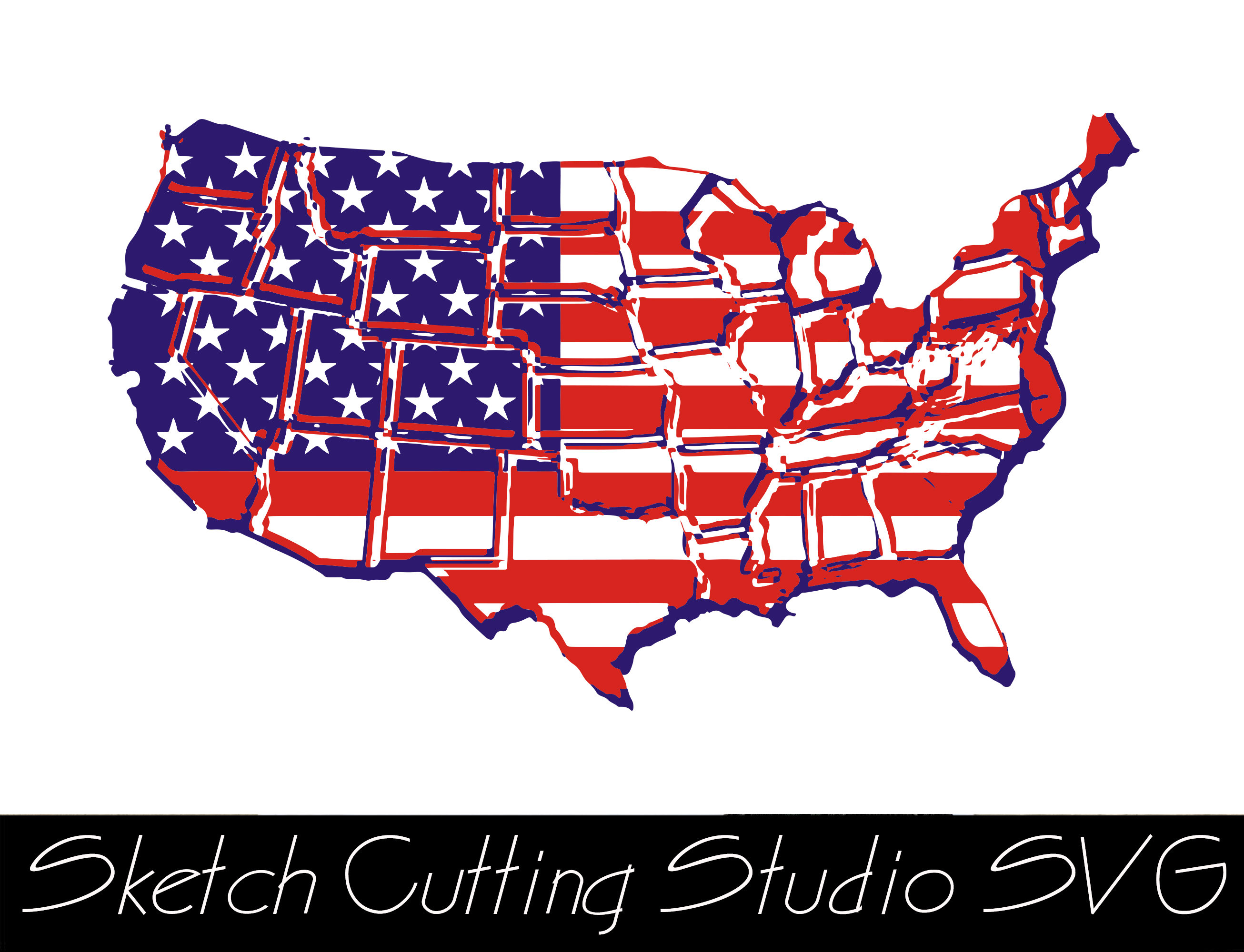 The United States Map With Flag Eps, Svg, Pdf, Isolated on White ...